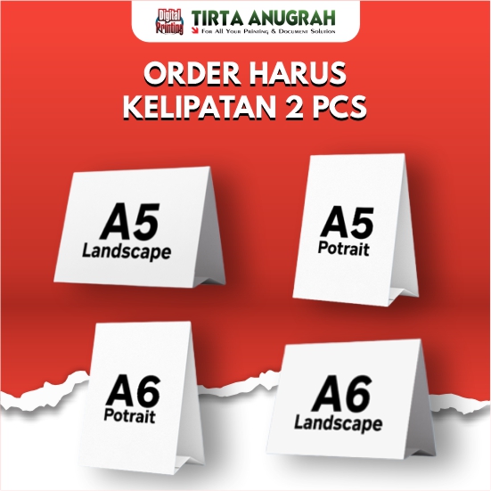 Tent Card / Table Tent Segitiga A5 | Tirta Anugrah
